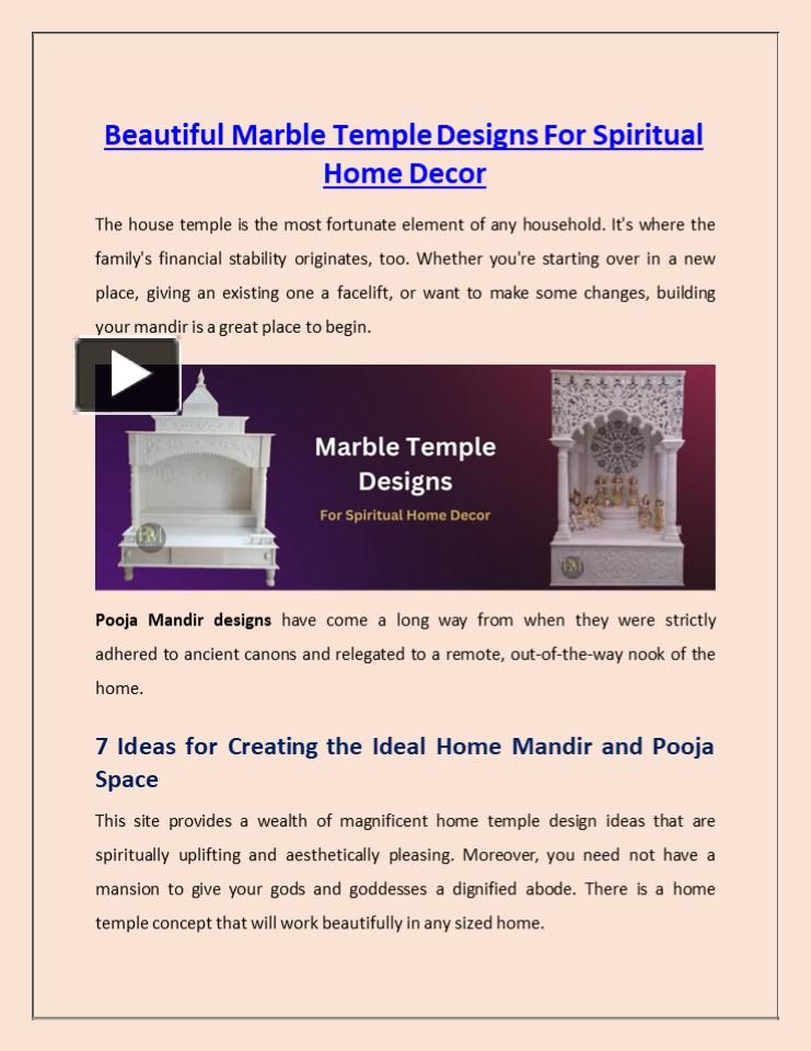 Beautiful Marble Temple Designs For Spiritual Home Decor presentation ...
