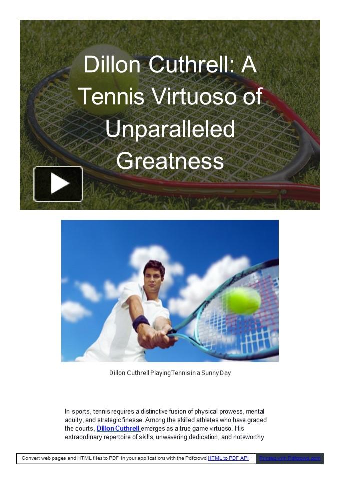 Dillon Cuthrell: A Tennis Sensation on the Rise presentation | free to ...
