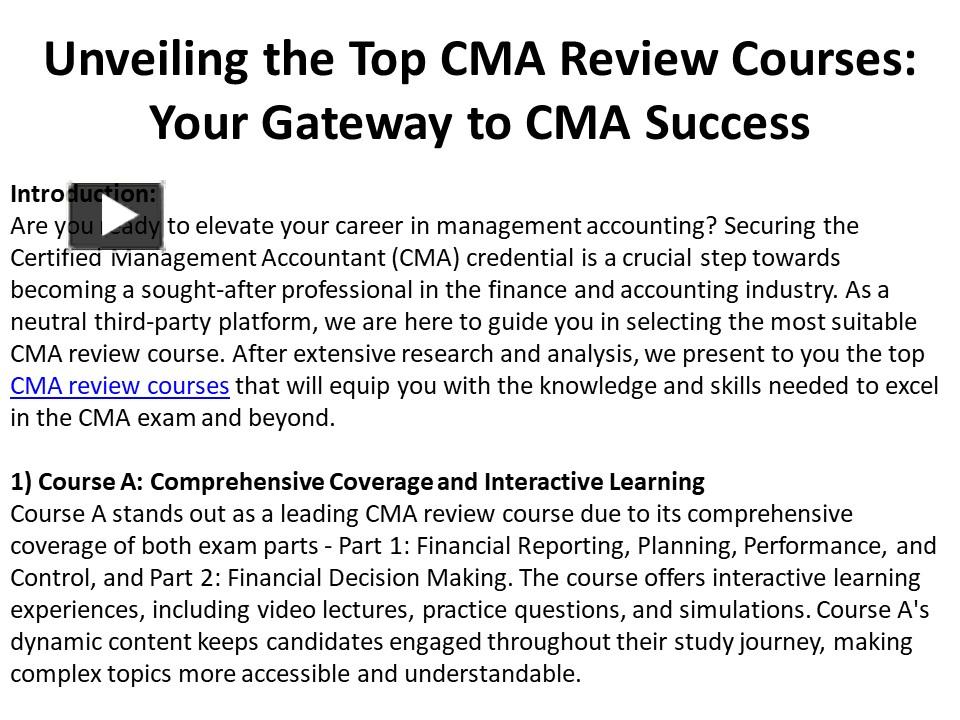 PPT – CMA Review Courses PowerPoint presentation | free to download ...