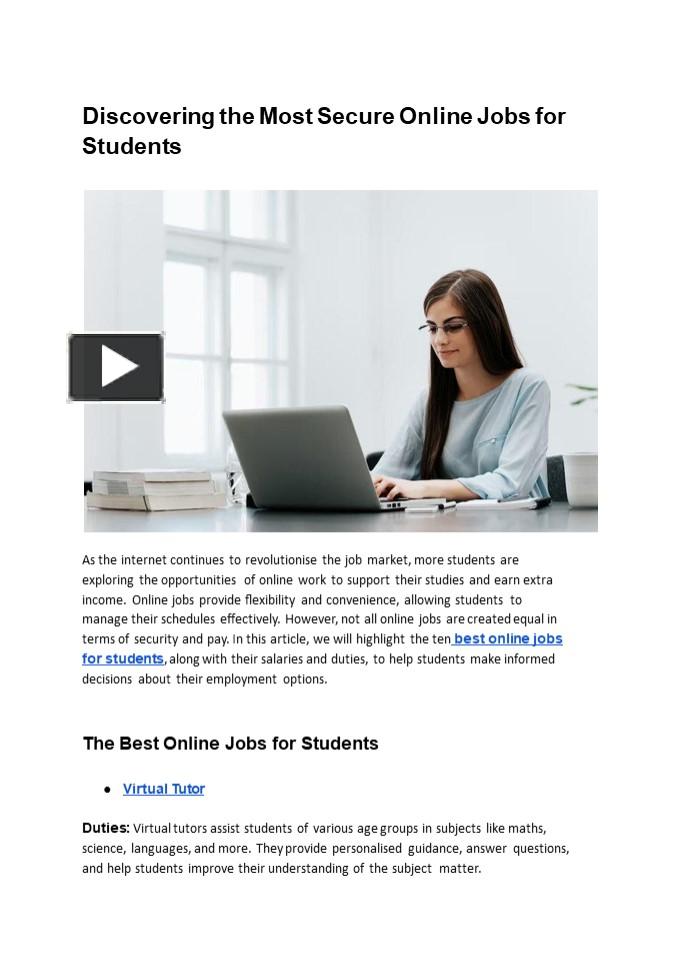 PPT – Best Online Jobs For Students- Discover The Most Secure Online ...