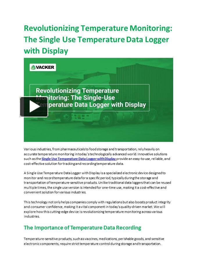 PPT – Revolutionizing Temperature Monitoring: The Single Use ...