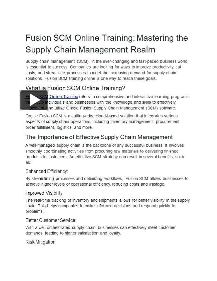 PPT – Fusion SCM Online Training: Mastering the Supply Chain Management ...