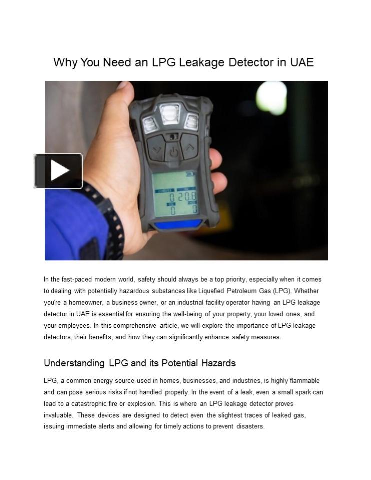 Why You Need an LPG Leakage Detector in UAE presentation | free to download