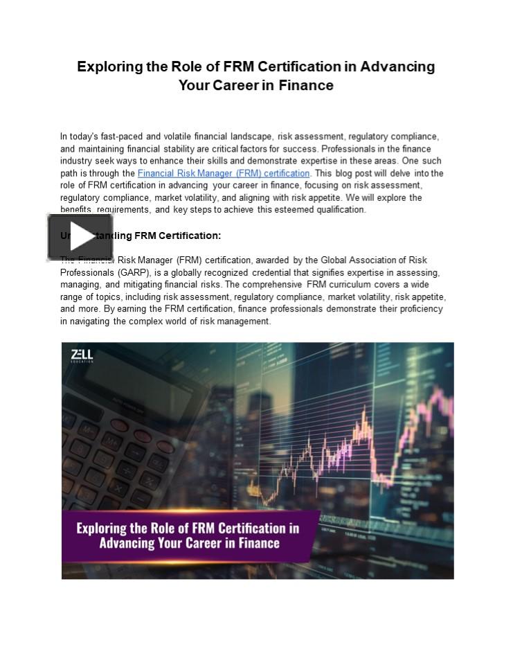 PPT – The Power of FRM Certification: Advancing Your Career in Finance ...