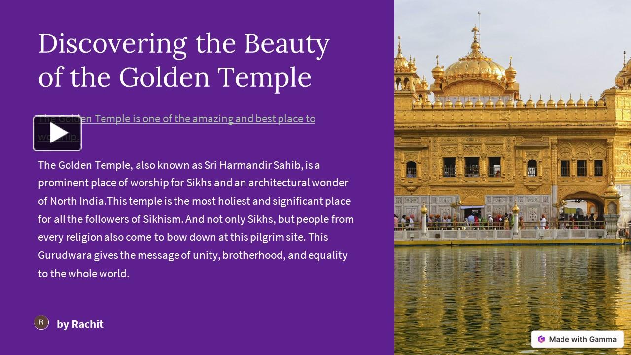 The Beauty of Golden Temple presentation | free to download