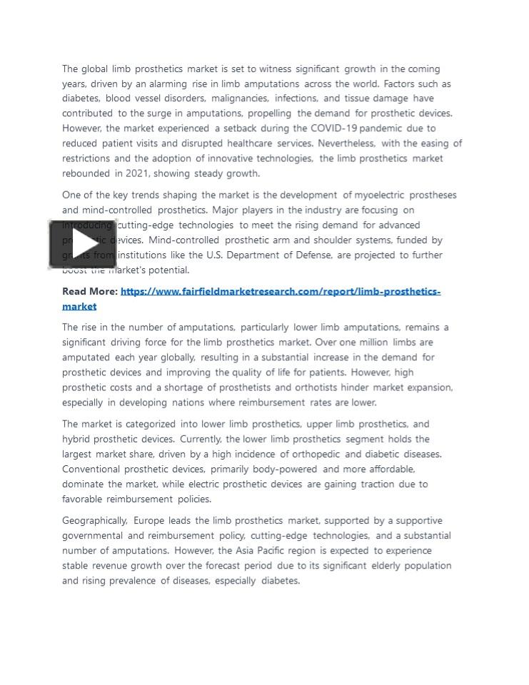 PPT – Market Dynamics and Future Outlook of the Limb Prosthetics ...