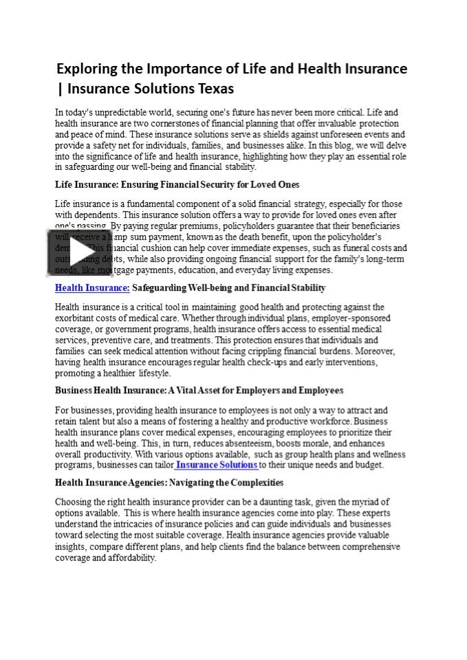 PPT – Exploring the Importance of Life and Health Insurance | Insurance ...