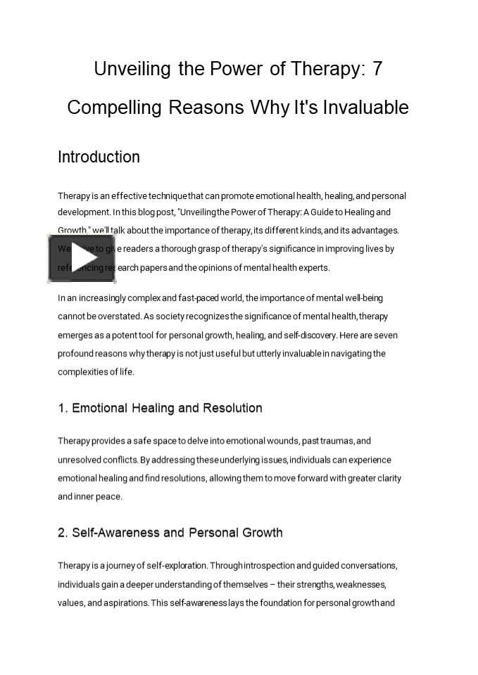 PPT – Unveiling the Power of Therapy: 7 Compelling Reasons Why It's ...