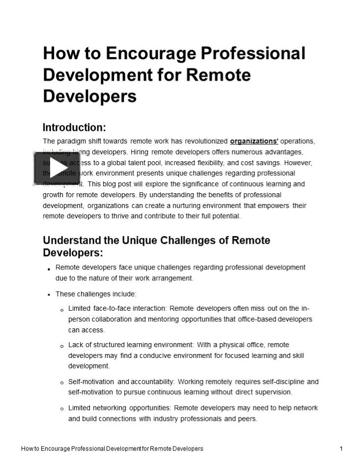 PPT – How to Encourage Professional Development for Remote Developers ...