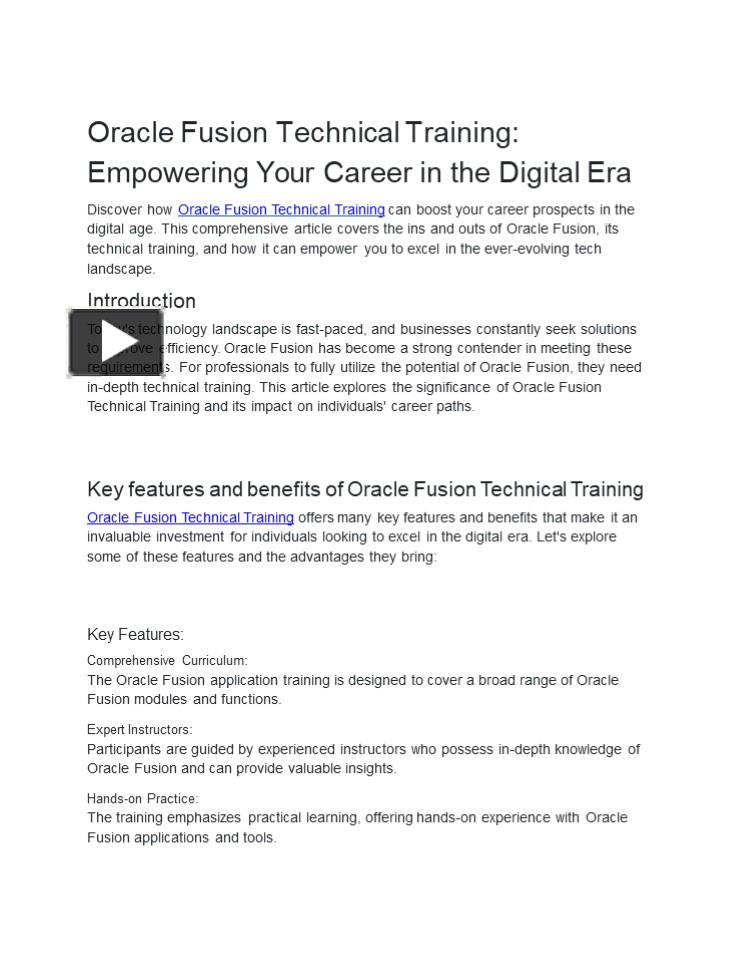 PPT – Oracle Fusion Technical Training: Empowering Your Career in the ...