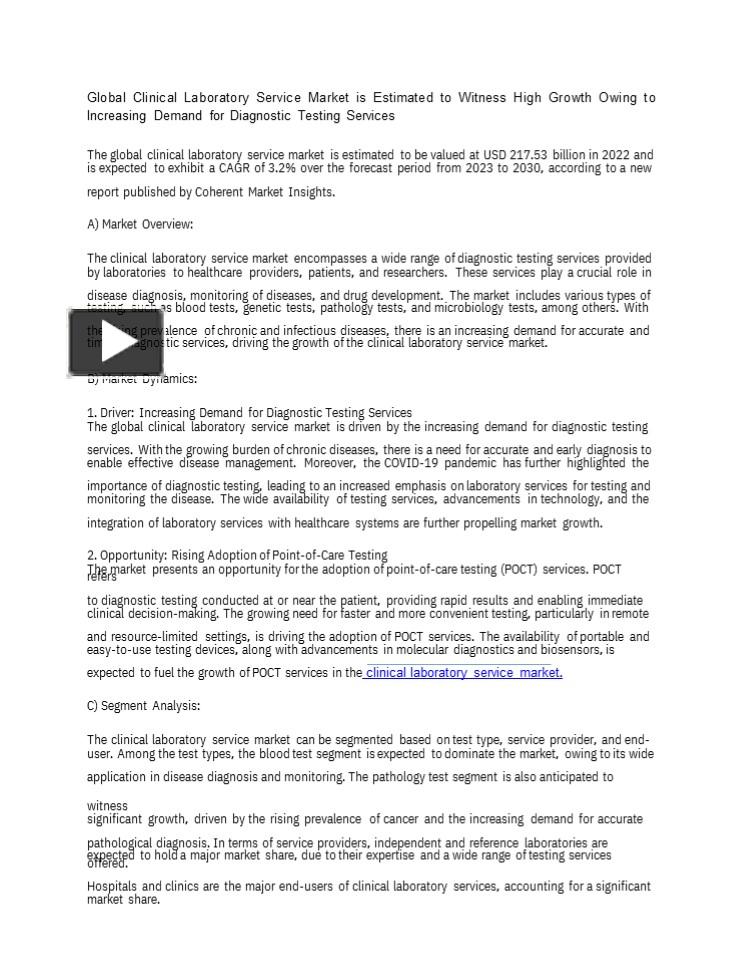 PPT – Clinical Laboratory Services Market PowerPoint presentation ...