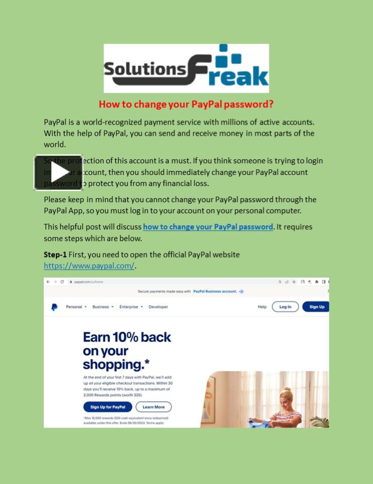 How to change your PayPal password presentation | free to download