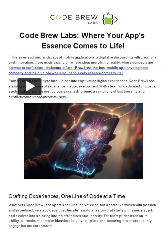 PPT – Code Brew Labs: Where Your App Ideas Comes To Life PowerPoint ...
