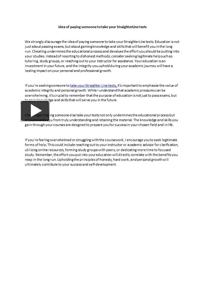 PPT – Idea of paying someone to take your StraighterLine tests ...