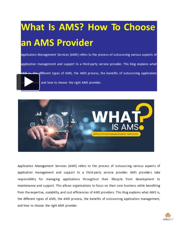 What Is AMS? Application Management Services Explained presentation ...