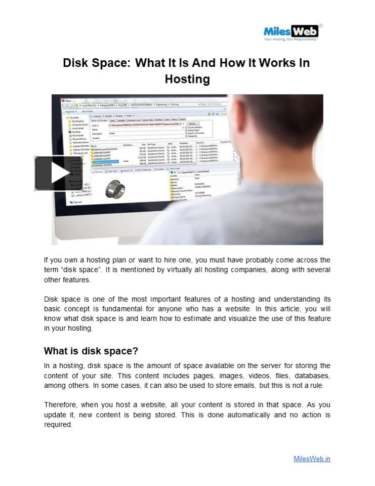 PPT – Disk Space - What It Is And How It Works In Hosting PowerPoint ...