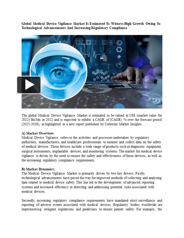 Global Medical Device Vigilance Market Is Estimated To Witness High ...