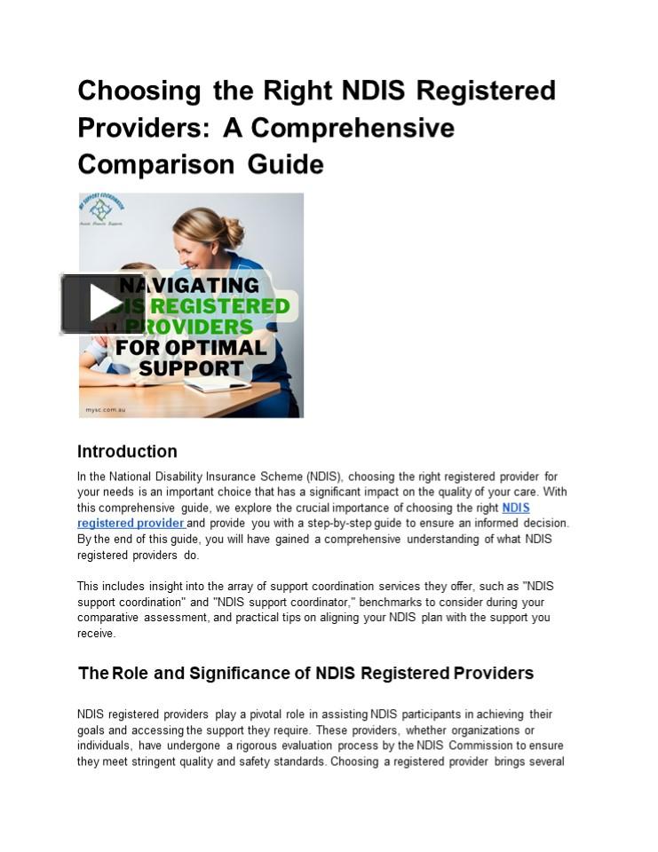 Choosing the Right NDIS Registered Providers presentation | free to ...