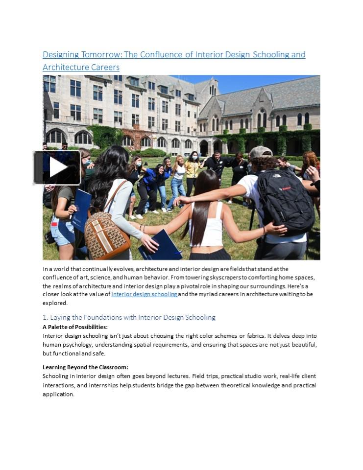 PPT – Designing Tomorrow The Confluence of Interior Design Schooling ...