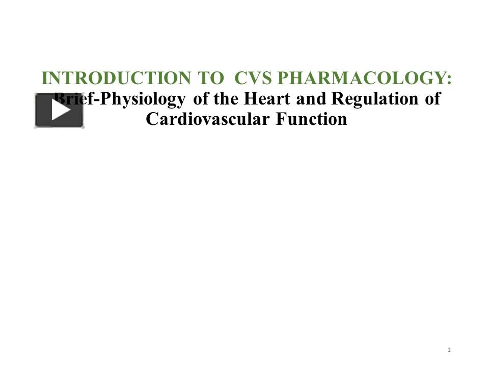 CVS Pharmacology presentation | free to download