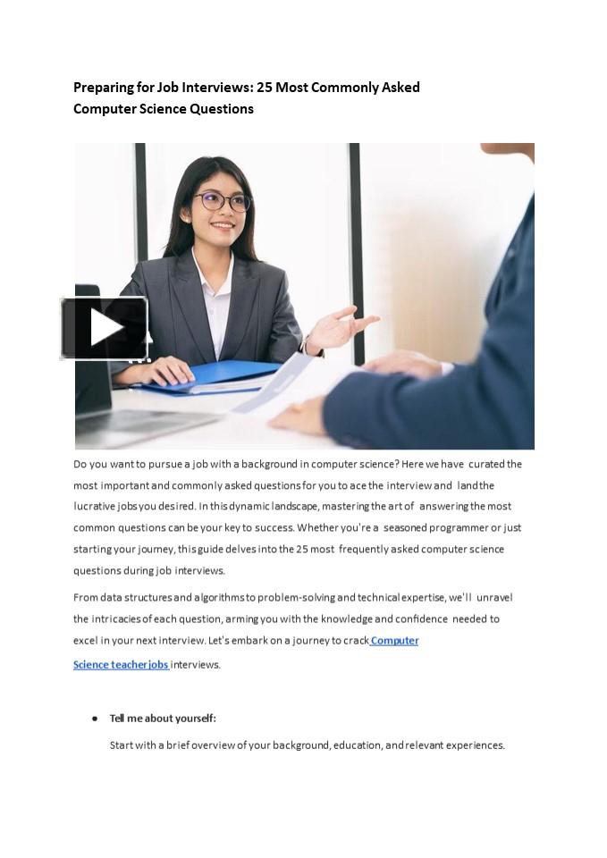 PPT – Computer Science Teacher Jobs- 25 FAQs To Crack Job Interview ...