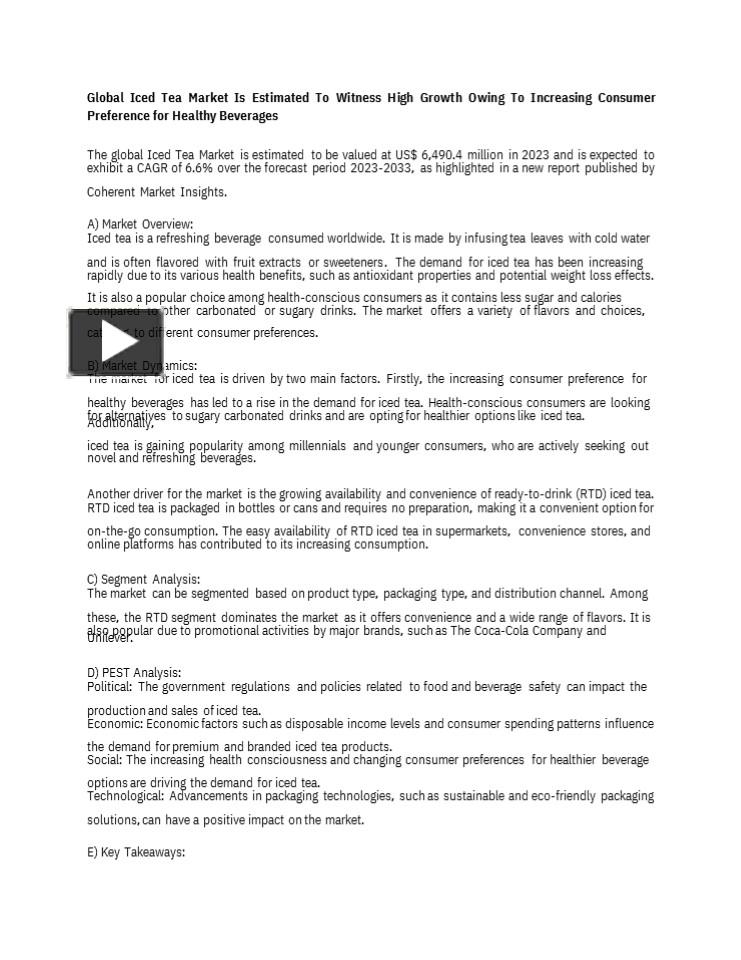 PPT – Iced Tea Market PowerPoint presentation | free to download - id ...