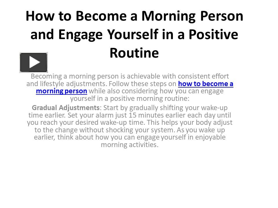 How to Become a Morning Person and Engage Yourself in a Positive ...