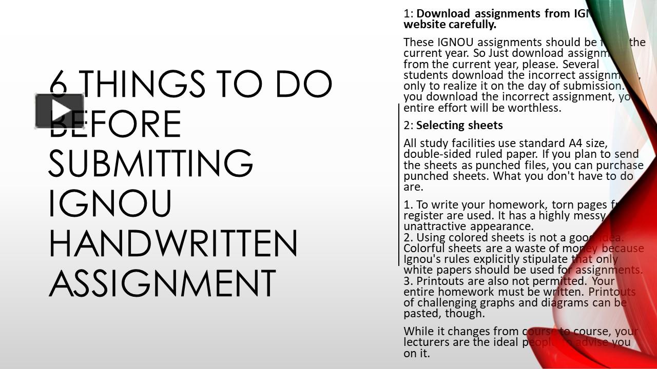 PPT – 6 Things to do before submitting IGNOU Handwritten.pptx ...