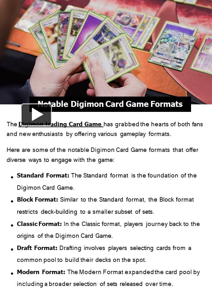 Notable Digimon Card Game Formats presentation | free to download