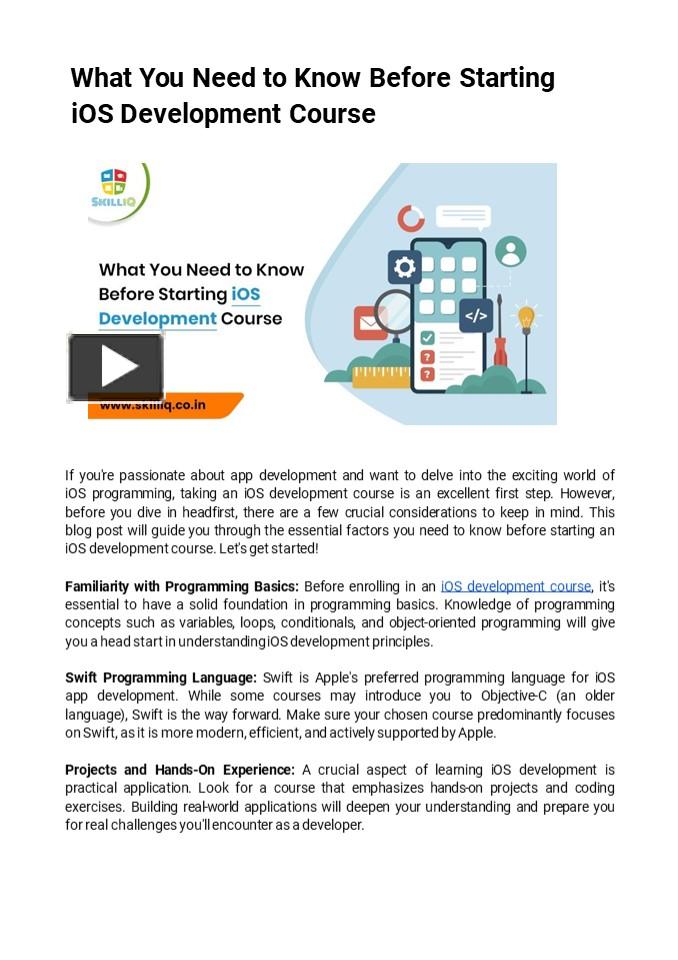PPT – Top IOS Development Course for SkillIQ PowerPoint presentation ...