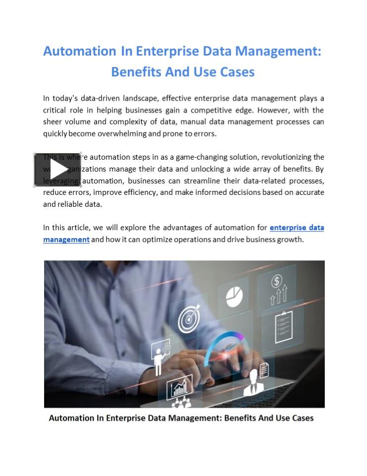 Automation In Enterprise Data Management: Benefits And Use Cases ...