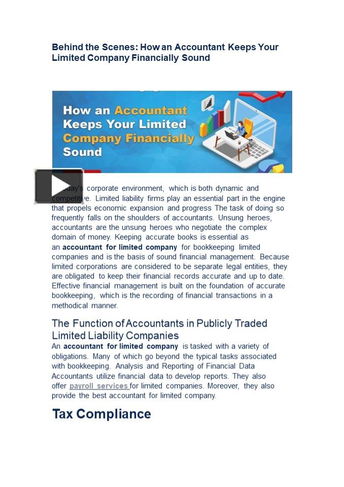 PPT – Behind the Scenes: How an Accountant Keeps Your Limited Company ...