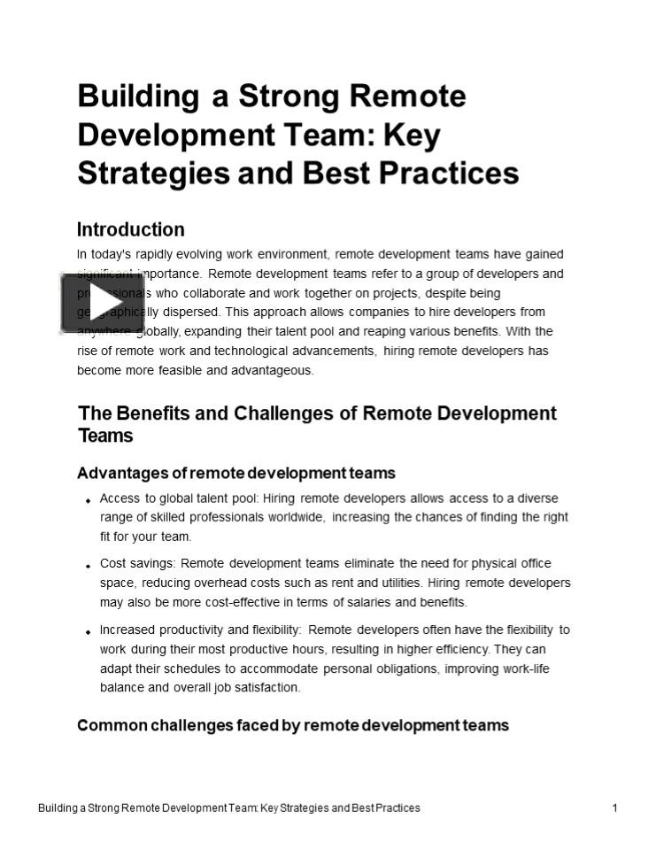 PPT – Building a Strong Remote Development Team: Key Strategies and ...
