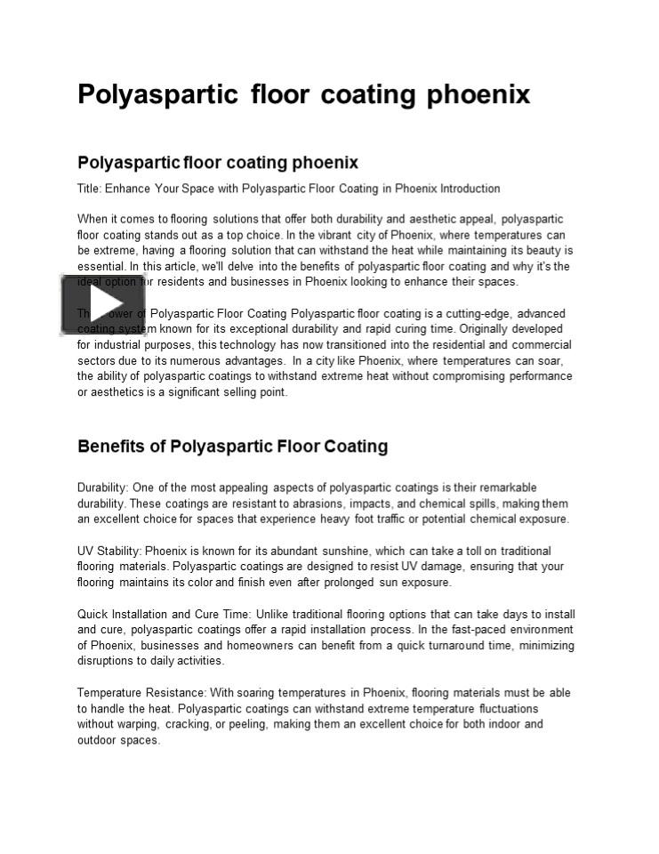 Polyaspartic floor coating phoenix presentation | free to download