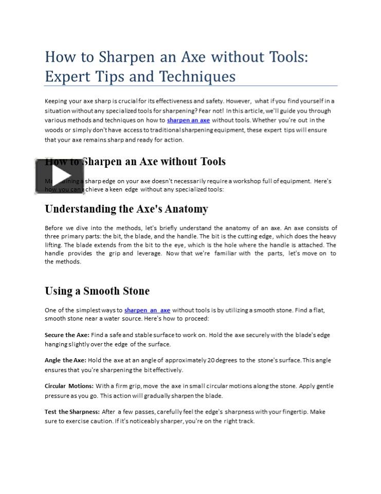 How to Sharpen an Axe without Tools: Expert Tips and Techniques (1 ...