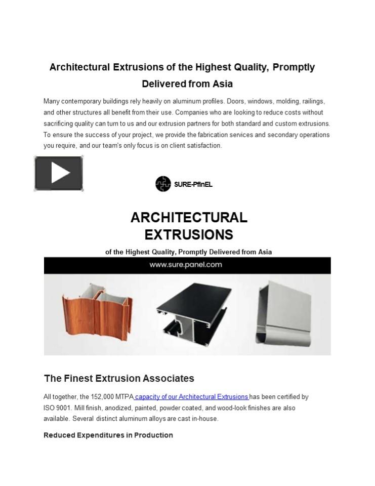 PPT – Architectural Extrusions of the Highest Quality, Promptly ...