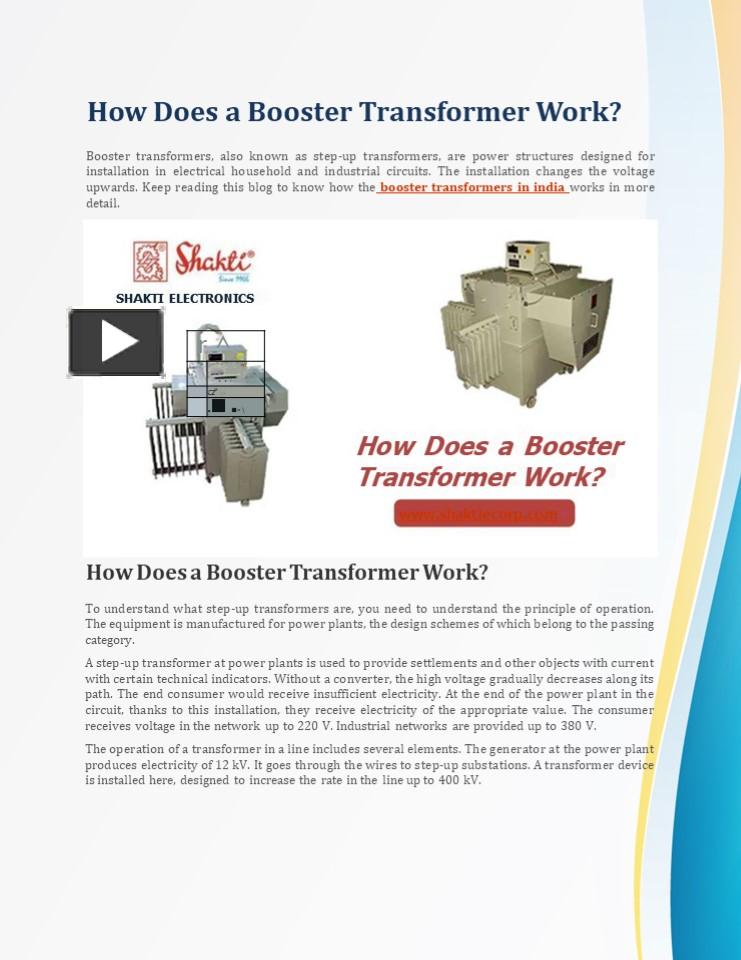 How Does a Booster TransformerWork? presentation | free to download