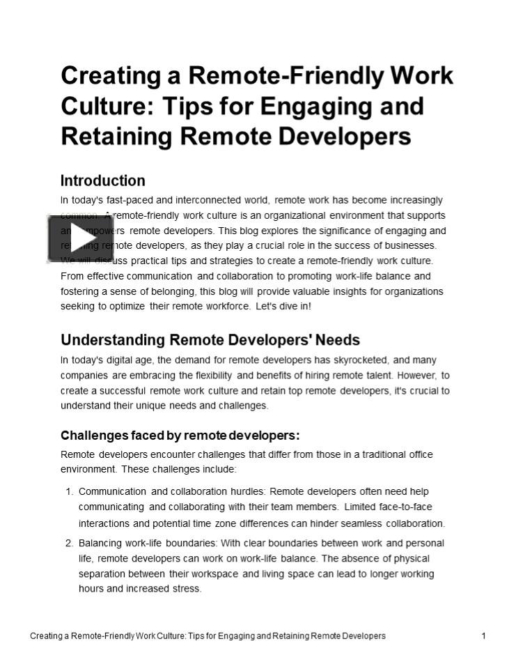 PPT – Creating a Remote-Friendly Work Culture: Tips for Engaging and ...
