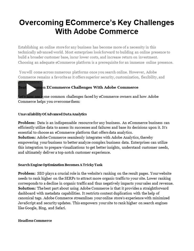 PPT – Overcoming ECommerce’s Key Challenges With Adobe Commerce ...