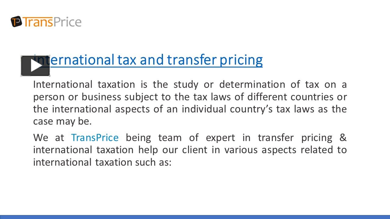 international tax and transfer pricing presentation | free to download