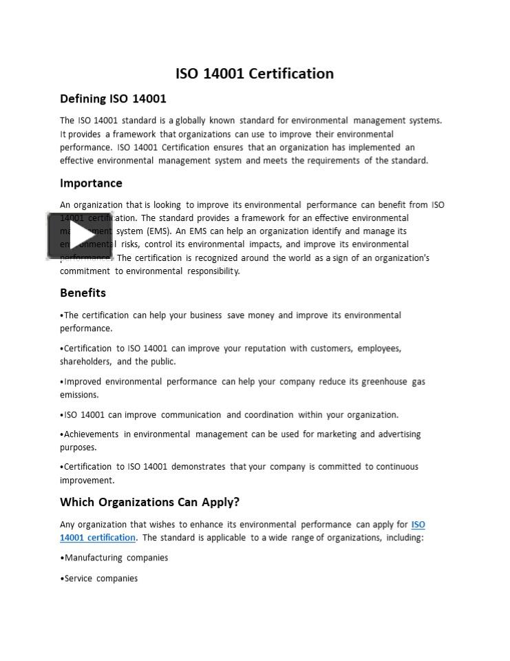 PPT – iso 14001 certification PowerPoint presentation | free to ...