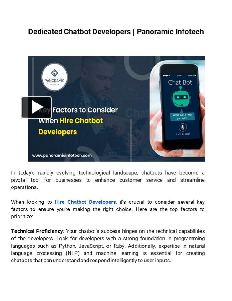 PPT – Dedicated Chatbot Developers | Panoramic Infotech PowerPoint ...