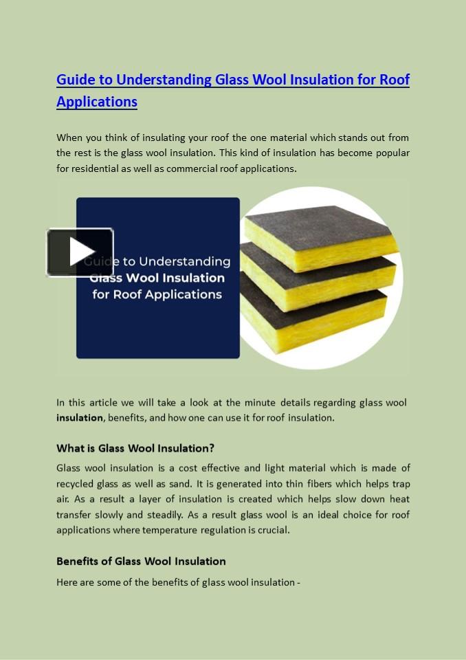 PPT – Guide to Understanding Glass Wool Insulation for Roof ...