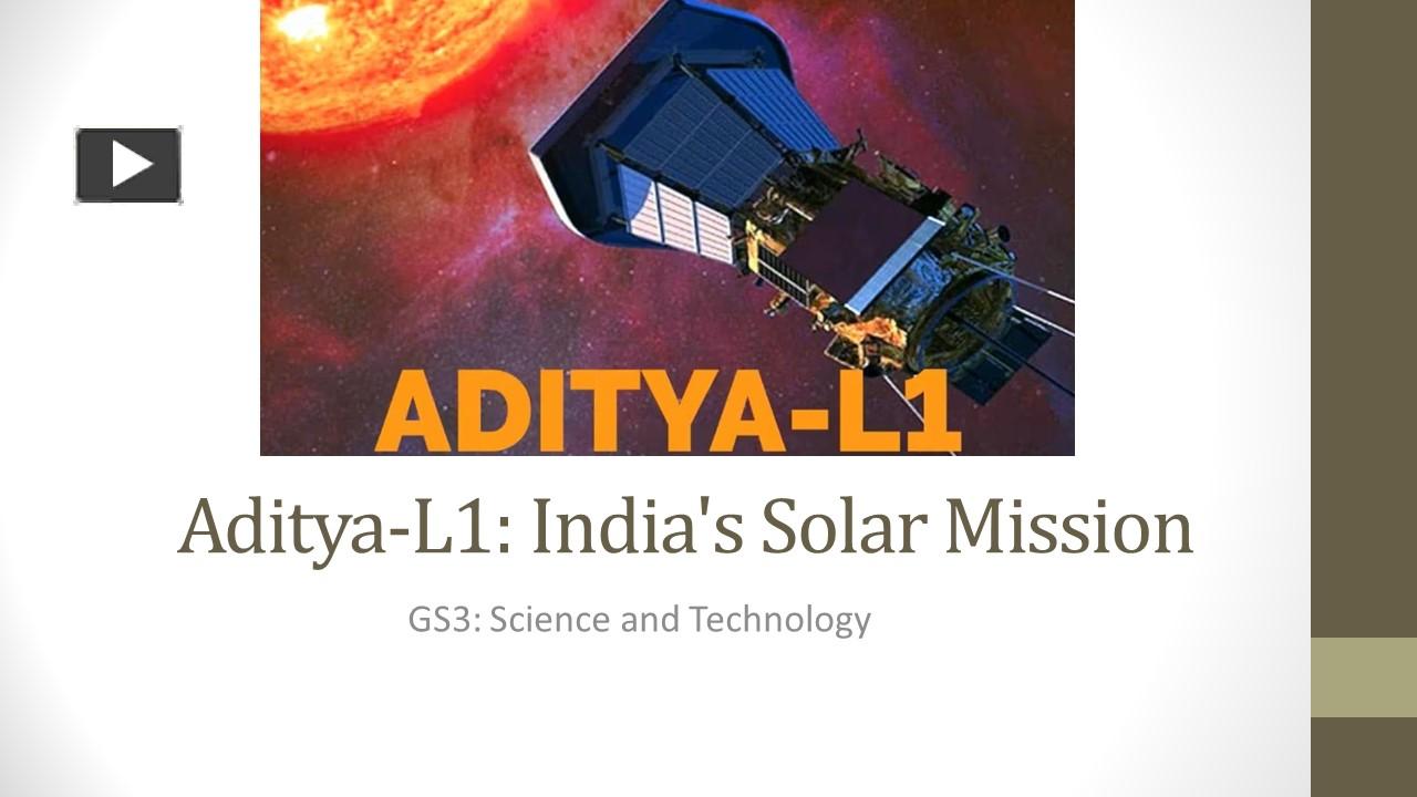 ADITYA-L1 MISSION presentation | free to download