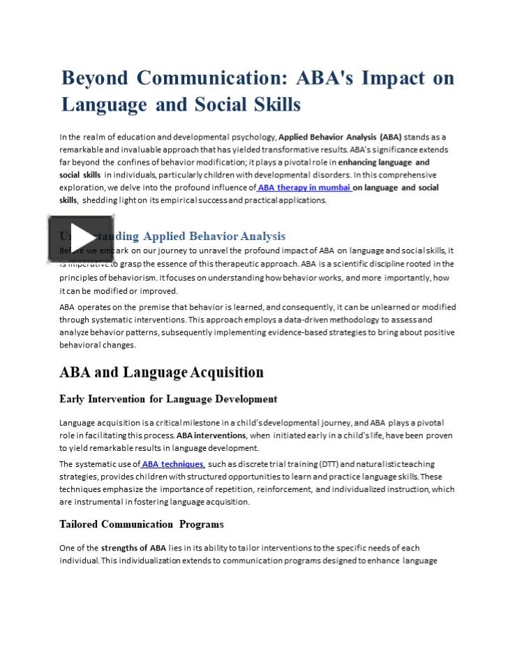 Beyond Communication - ABA's Impact on Language and Social Skills ...