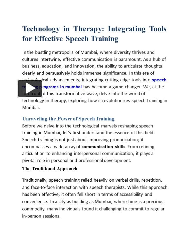 PPT – Technology in Therapy: Integrating Tools for Effective Speech ...