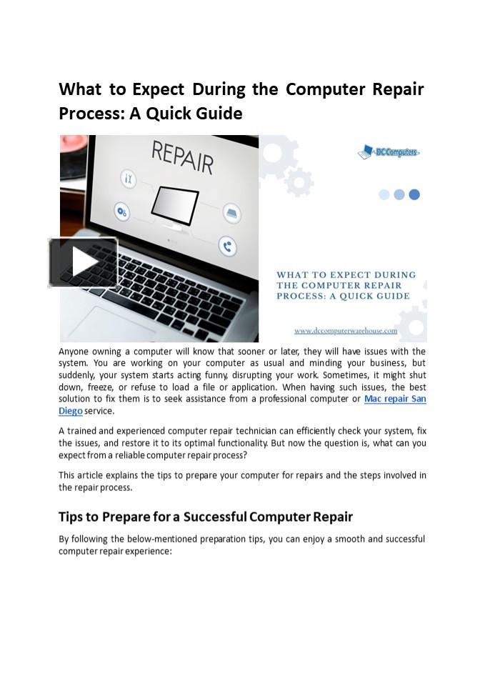 What to Expect During the Computer Repair Process: A Quick Guide ...