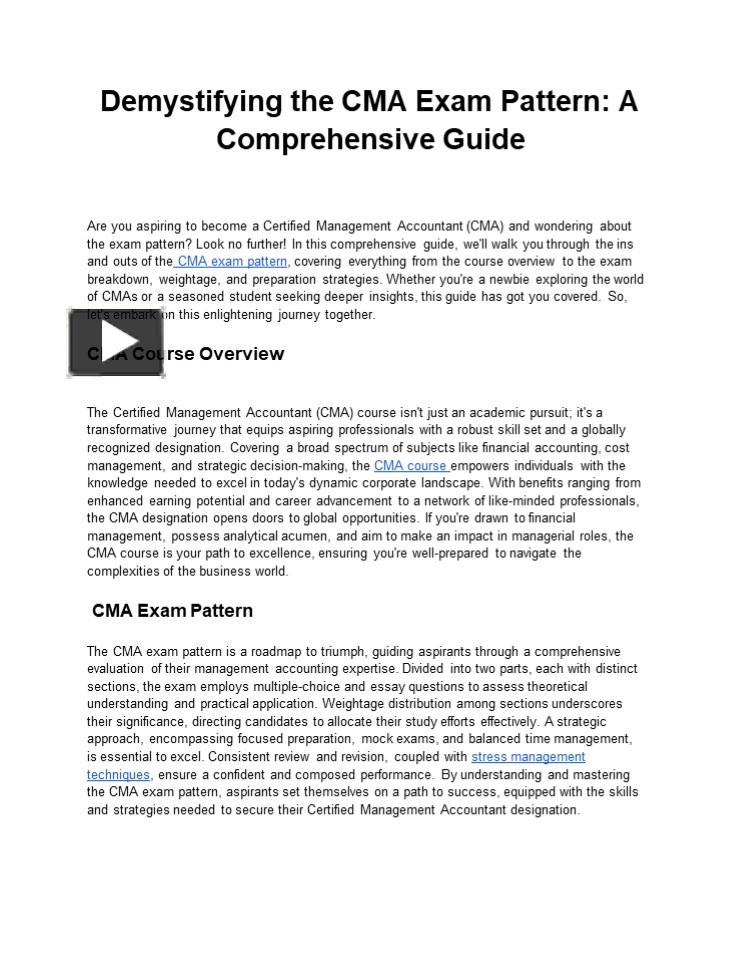 PPT – What are the exam formats for the CMA course? PowerPoint ...