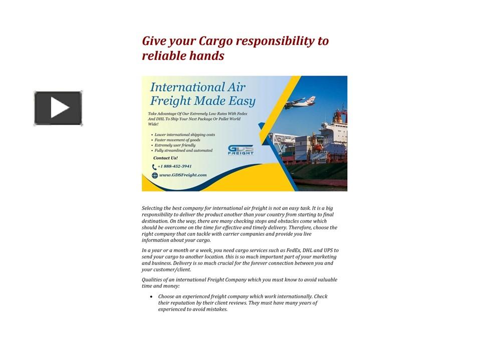 PPT – Give your Cargo responsibility to reliable hands PowerPoint ...