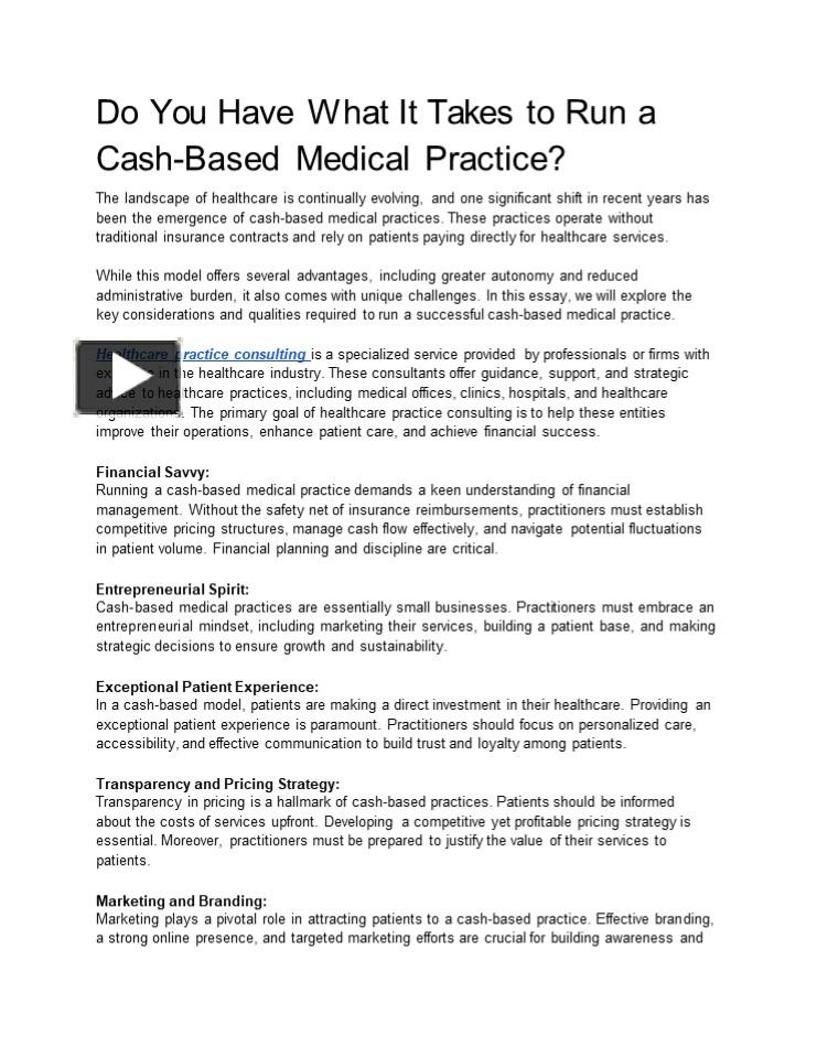Do You Have What It Takes to Run a Cash-Based Medical Practice ...